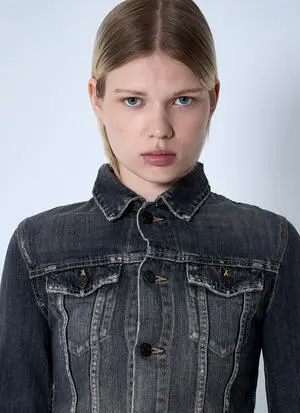 Balenciaga Lace-up Denim Jacket - Gray