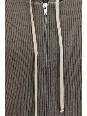 Rick Owens Ribbed Virgin Wool Knit Hoodie