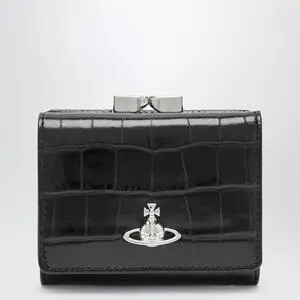 VIVIENNE WESTWOOD Small Frame Wallet In Calf Leather - Black