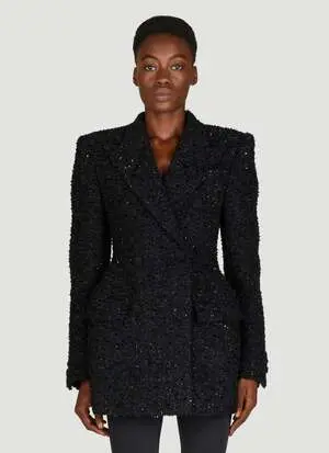 Balenciaga Hourglass Tweed Jacket - Black