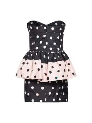 Fendi Black Printed Taffeta Bustier Minidress