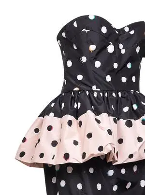 Fendi Black Printed Taffeta Bustier Minidress