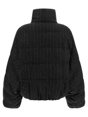 Brunello Cucinelli Micro Sequin Pinstriped Crop Down Jacket