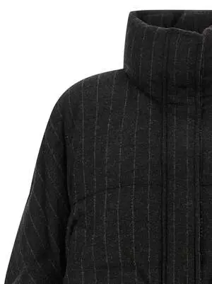 Brunello Cucinelli Micro Sequin Pinstriped Crop Down Jacket