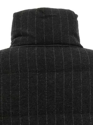 Brunello Cucinelli Micro Sequin Pinstriped Crop Down Jacket