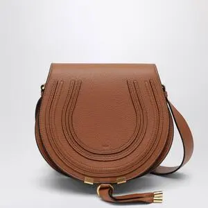 Chloé Saddle Marcie Bag In Light Grained Leather - Brown