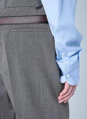 Prada Technical Wool Pants With Printed Belt