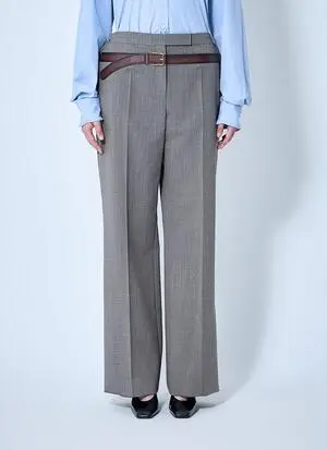 Prada Technical Wool Pants With Printed Belt - Black