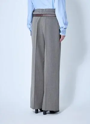 Prada Technical Wool Pants With Printed Belt - Black