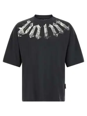 Palm Angels Craquelé Gothic Print T-shirt - Black