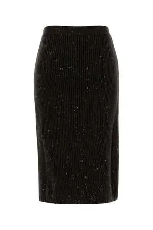 Bottega Veneta Melange Dark Wool Blend Skirt