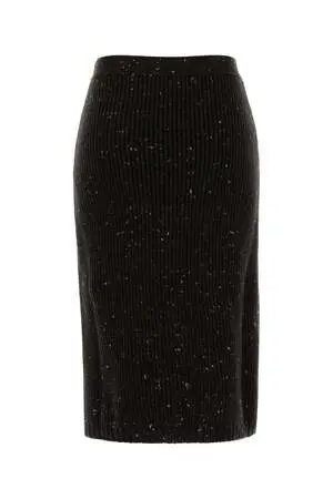 Bottega Veneta Melange Dark Wool Blend Skirt