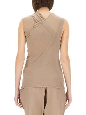 Rick Owens Cotton Cross-over Top - Cream