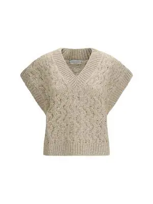Brunello Cucinelli Brunello Cucinelli Women Silk Blend Sequined Vest Cream