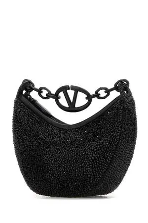Valentino Garavani Embellished Leather Vlogo Moon Hobo Handbag