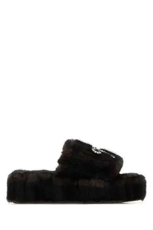 Balenciaga Dark Eco Fur Slippers - Brown