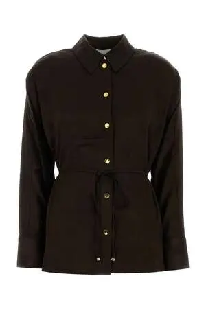 GANNI Satin Shirt - Brown