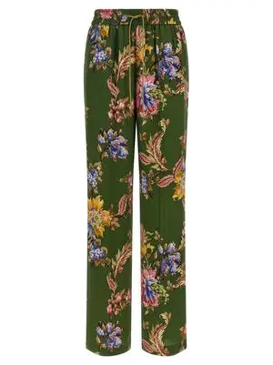 Etro Floral Print Trousers - Green