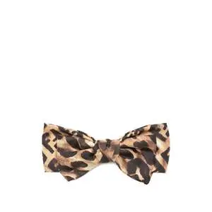 Fendi Silk Leopard Print Bow Hair Clip - Brown