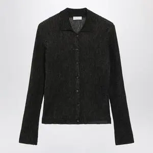 Brunello Cucinelli Sparkling Ribbed Silk Blend Cardigan - Brown