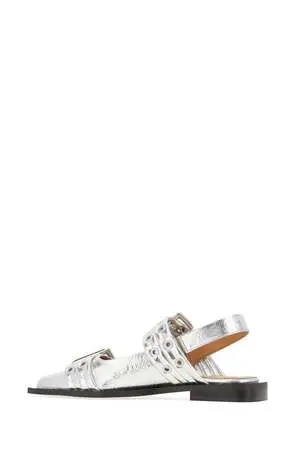 GANNI Buckled Slingback Flats - Multicolor