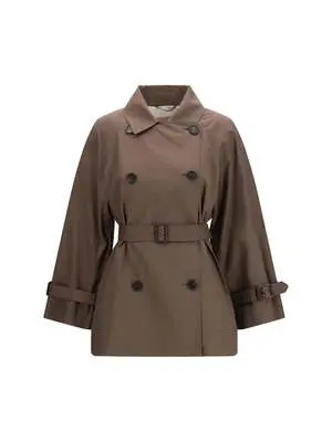 Max Mara Technical Cotton-blend Twill Trench - Brown