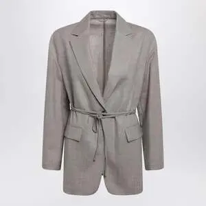 Brunello Cucinelli Melange Virgin Wool Double-breasted Blazer - Brown
