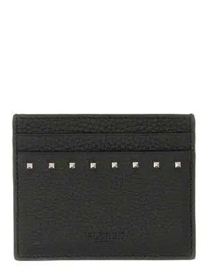Valentino Garavani Garnet Calfskin Rockstud Card Holder - Black