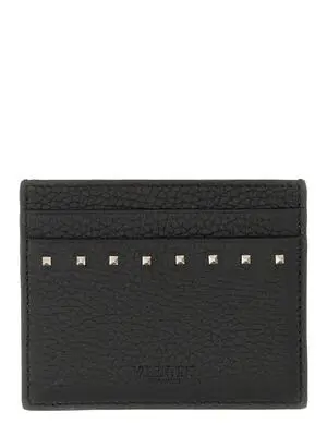 Valentino Garavani Garnet Calfskin Rockstud Card Holder - Black