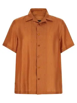 Fendi Selleria' Stitching Silk Shirt - Orange