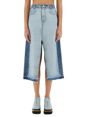 Stella McCartney Denim Skirt With Contrasting Panel - Blue