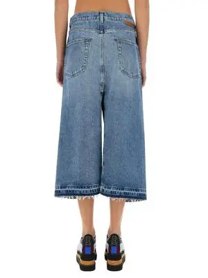 Stella McCartney Denim Skirt With Contrasting Panel - Blue