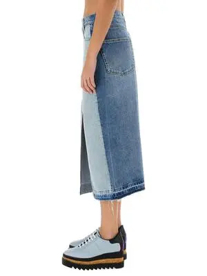 Stella McCartney Denim Skirt With Contrasting Panel - Blue