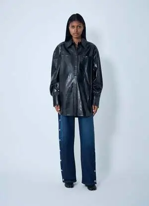 Sportmax Leather Overshirt Jacket - Black