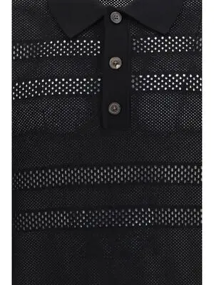 Dries Van Noten Mesh Polo Shirt - Black