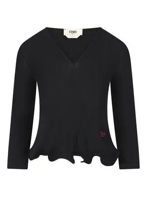 Fendi Fendi Women Wool V-Necked Sweater Multicolor