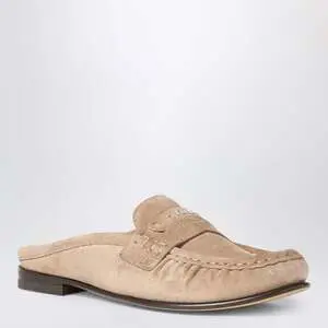 Fendi Scrunch Sabots In Beige Suede