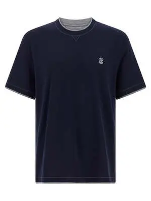 Brunello Cucinelli Double Layer T-shirt - Blue