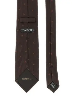 TOM FORD Polka Dot Silk Tie - Brown