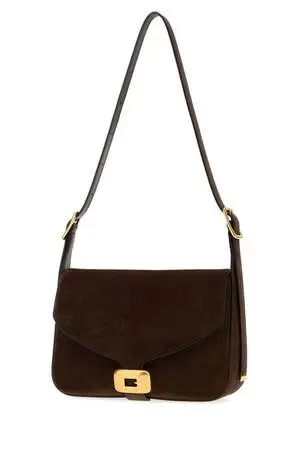 Balenciaga Dark Suede Medium Clicca Shoulder Bag