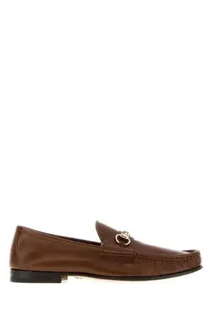 Gucci Leather Lugano Loafers - Brown