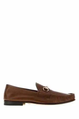 Gucci Leather Lugano Loafers - Brown