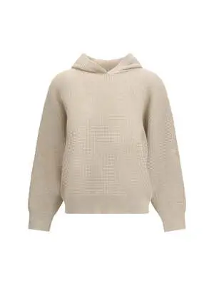 Brunello Cucinelli Sparkling Net Cotton Hooded Sweatshirt - Cream