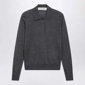 GOLDEN GOOSE Virgin Wool Polo Shirt - Gray