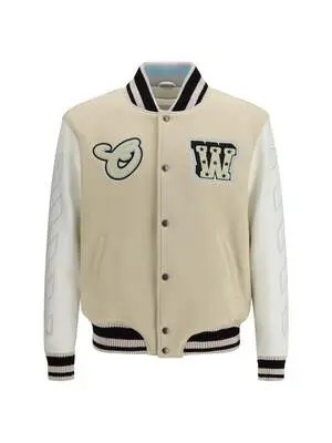 Off-White Varsity Star Logo Jacket - Cream