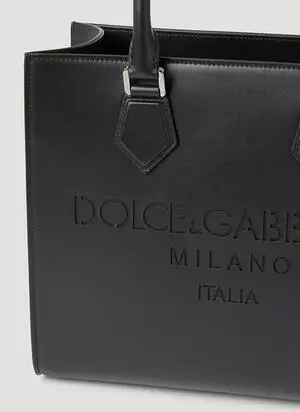 Dolce & Gabbana Smooth Grain Leather Tote Bag With Debossed Logo
