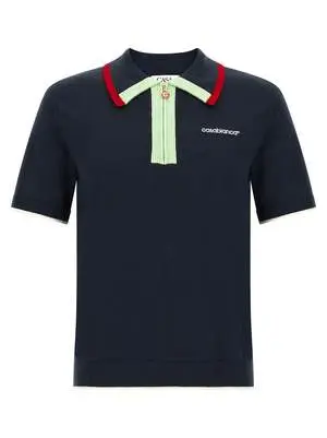 Casablanca Knit Polo Shirt With Zip - Blue