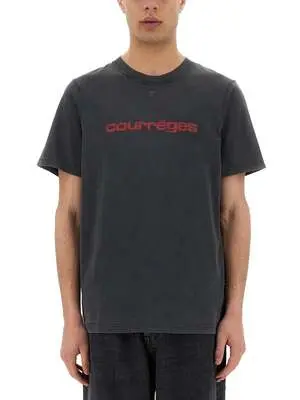 COURREGES Logo Print T-shirt - Black