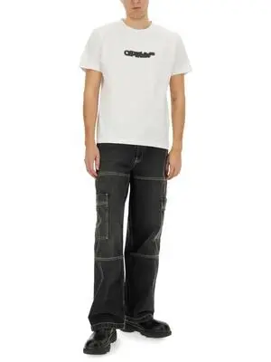 Off-White Cotton Cargo Jeans - Black