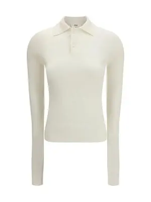 RIER Long-sleeve Silk Polo - White